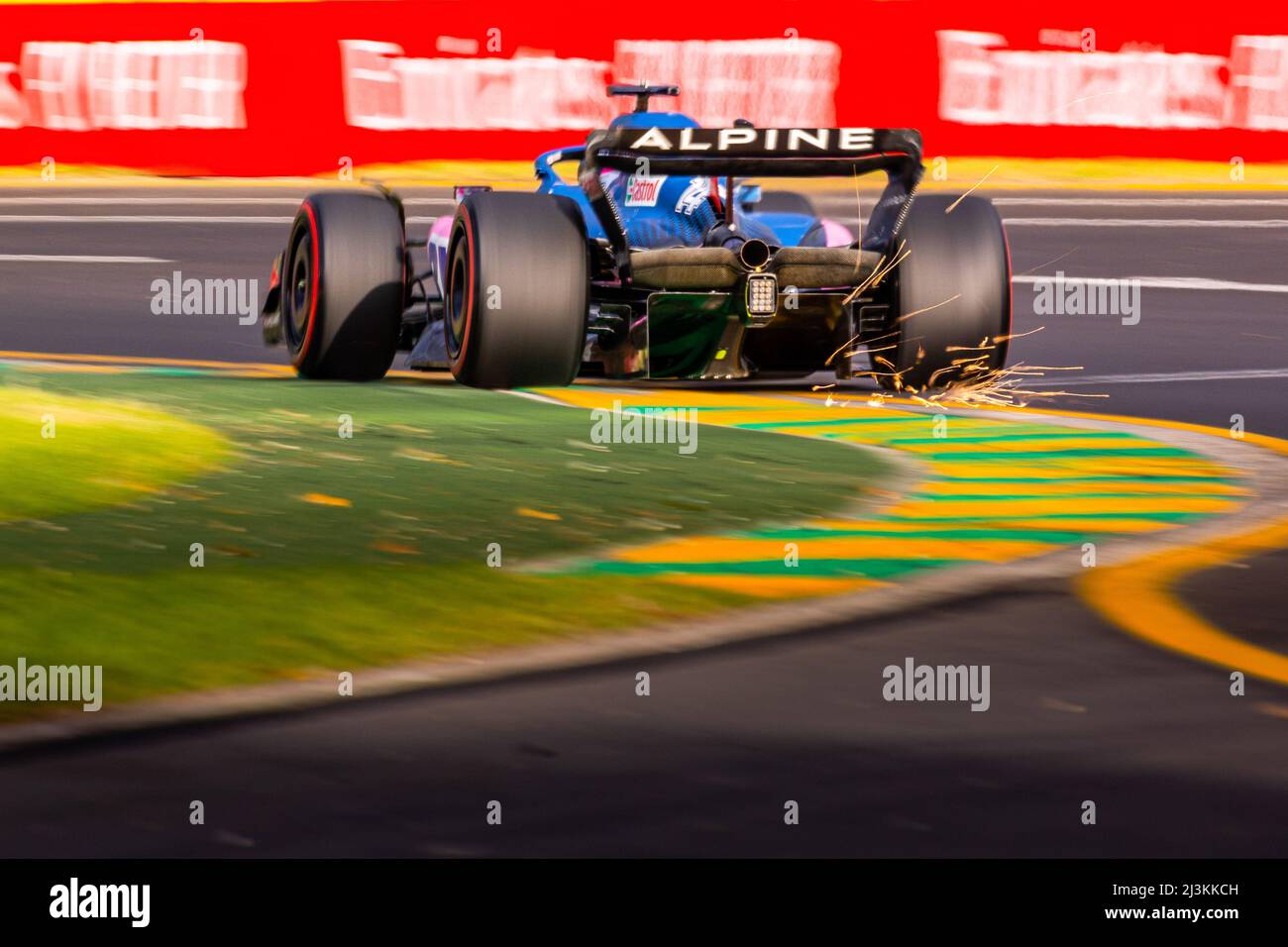 Fernando Alonso of Spain drives the number 14 Alpine F1 A522 Renault ...