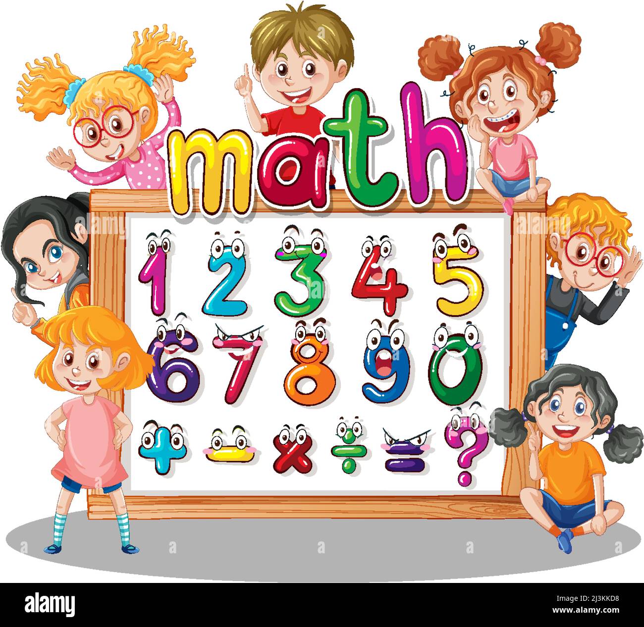 Counting number 0 to 9 and math symbols illustration Stock Vector Image ...