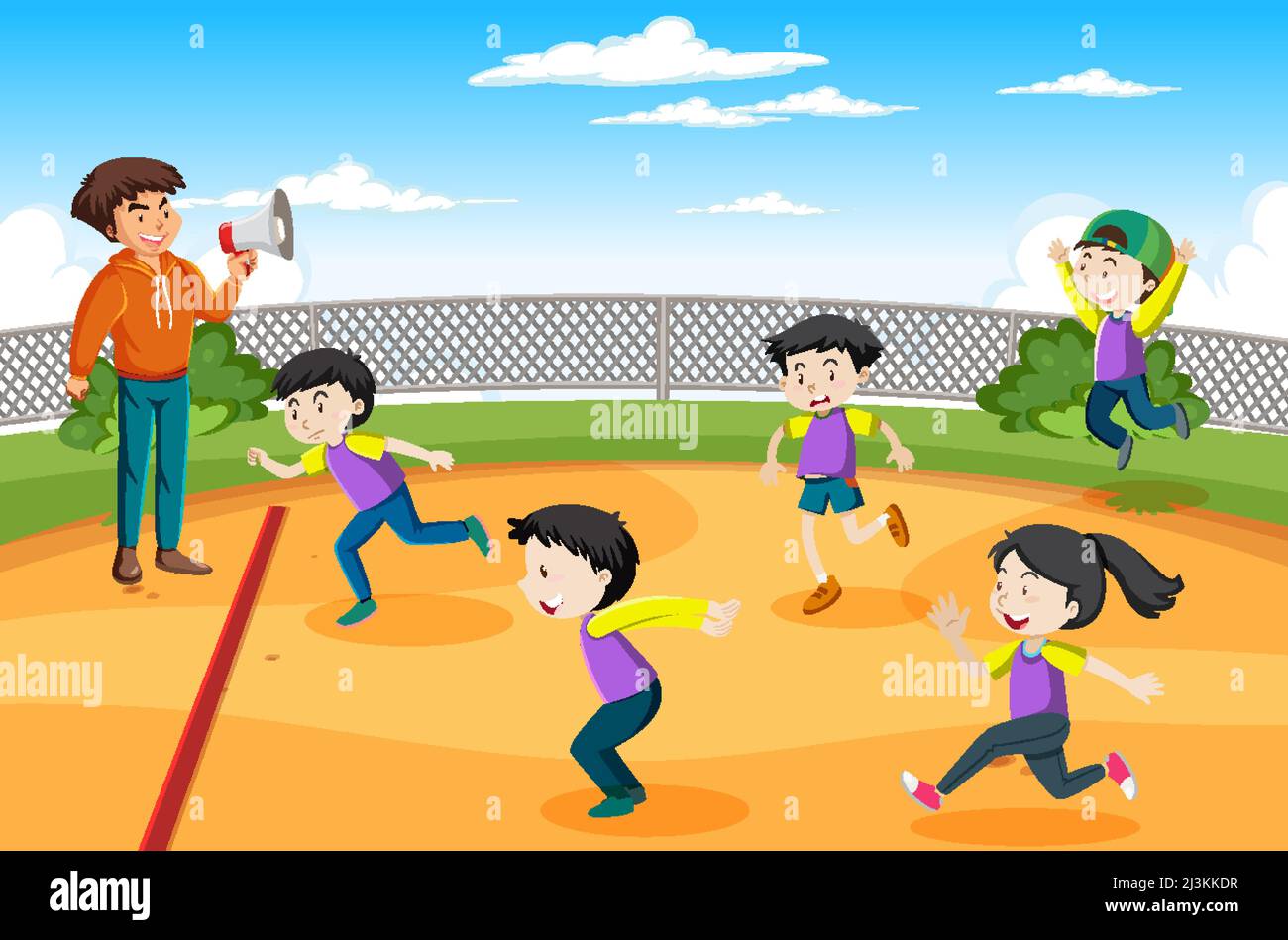 Kids playing red light green light game illustration Stock Vector Image ...