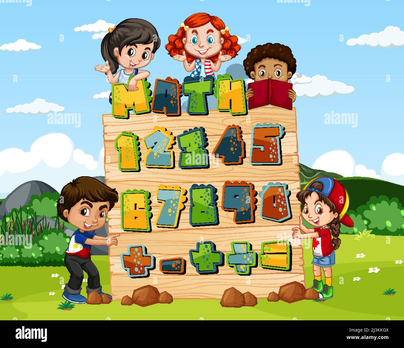 Counting number 0 to 9 and math symbols illustration Stock Vector Image ...