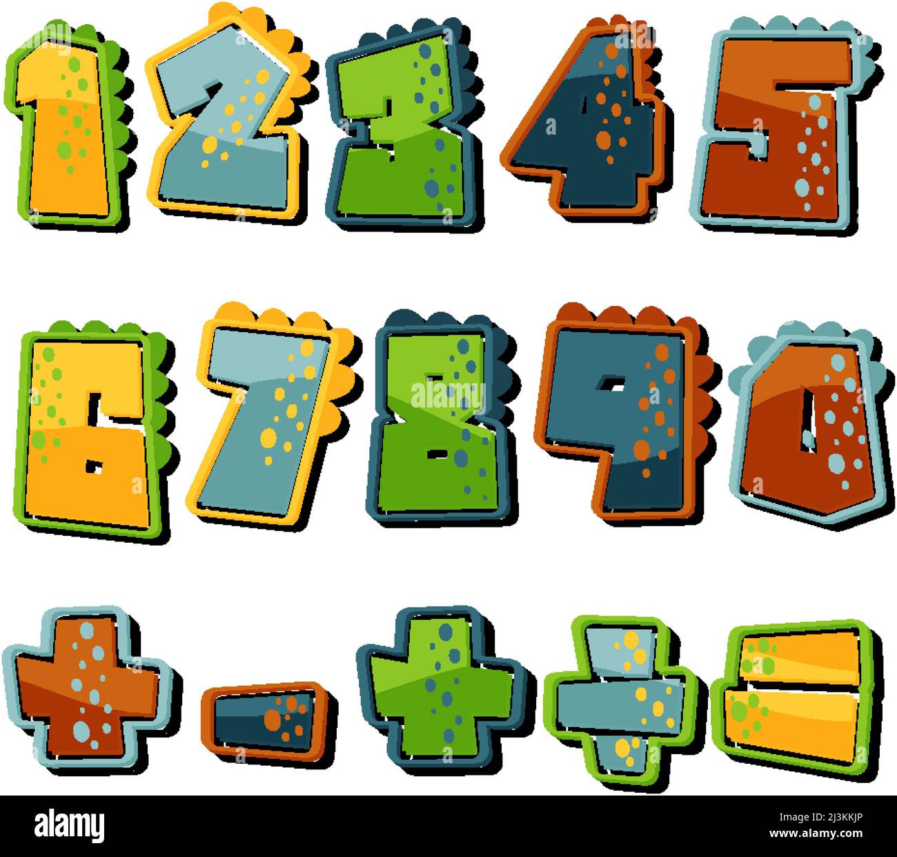 Counting number 0 to 9 and math symbols illustration Stock Vector Image ...