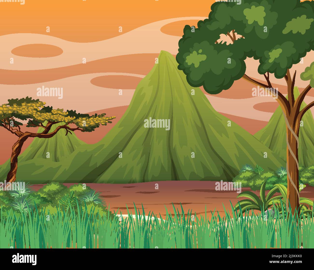 Nature scene with trees and fields illustration Stock Vector Image ...