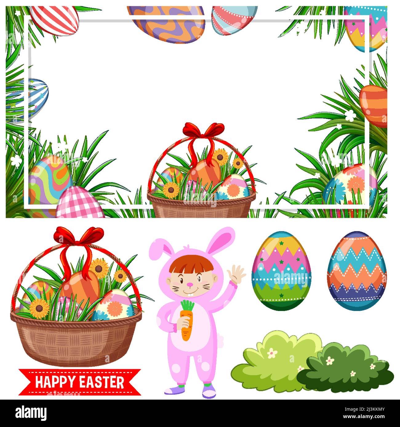 Easter theme with eggs and bunny illustration Stock Vector Image & Art ...