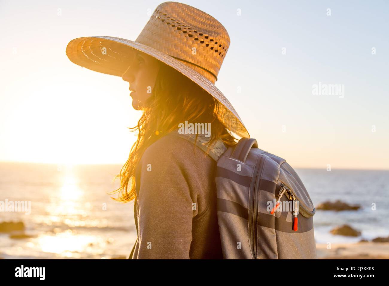 Straw hat backpack hi-res stock photography and images - Alamy
