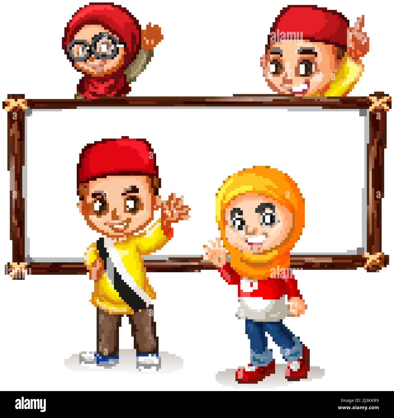Board template with happy kids illustration Stock Vector Image & Art ...
