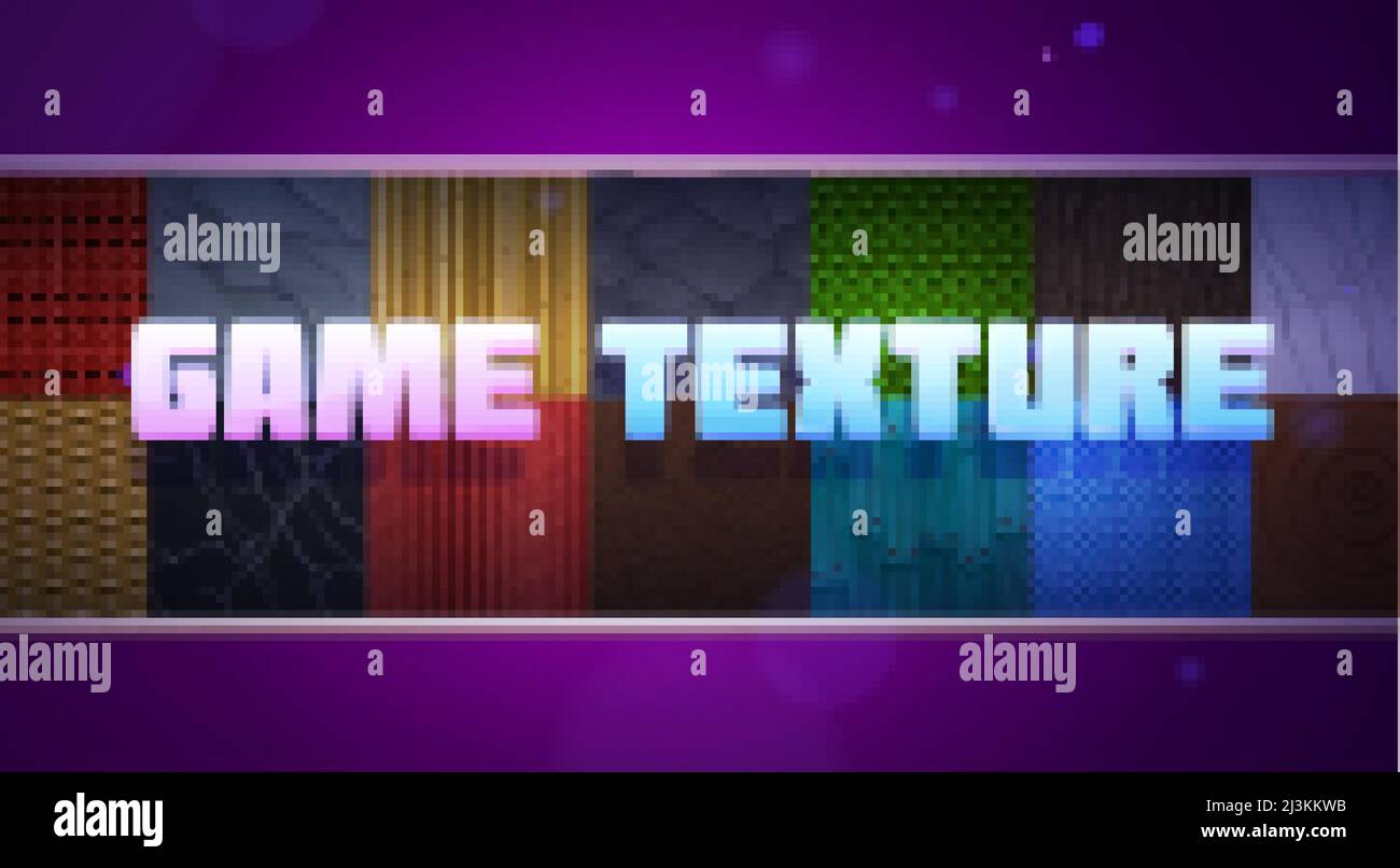 Game texture collection with seamless patterns of woven fabric, stones ...