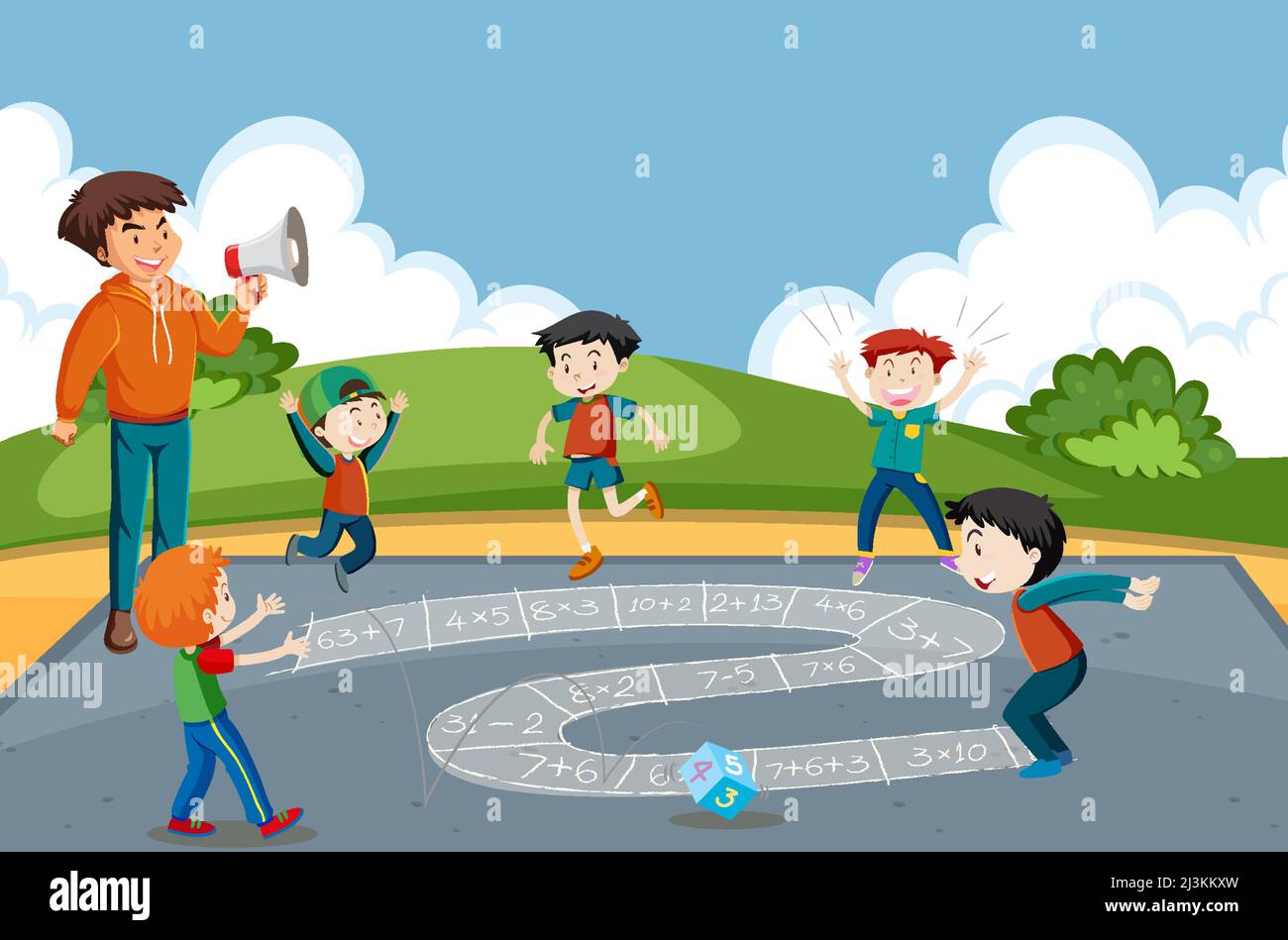Kids doing physical activity illustration Stock Vector Image & Art - Alamy