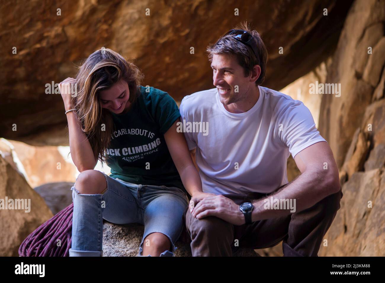 Couple rest on boulders hi-res stock photography and images - Alamy