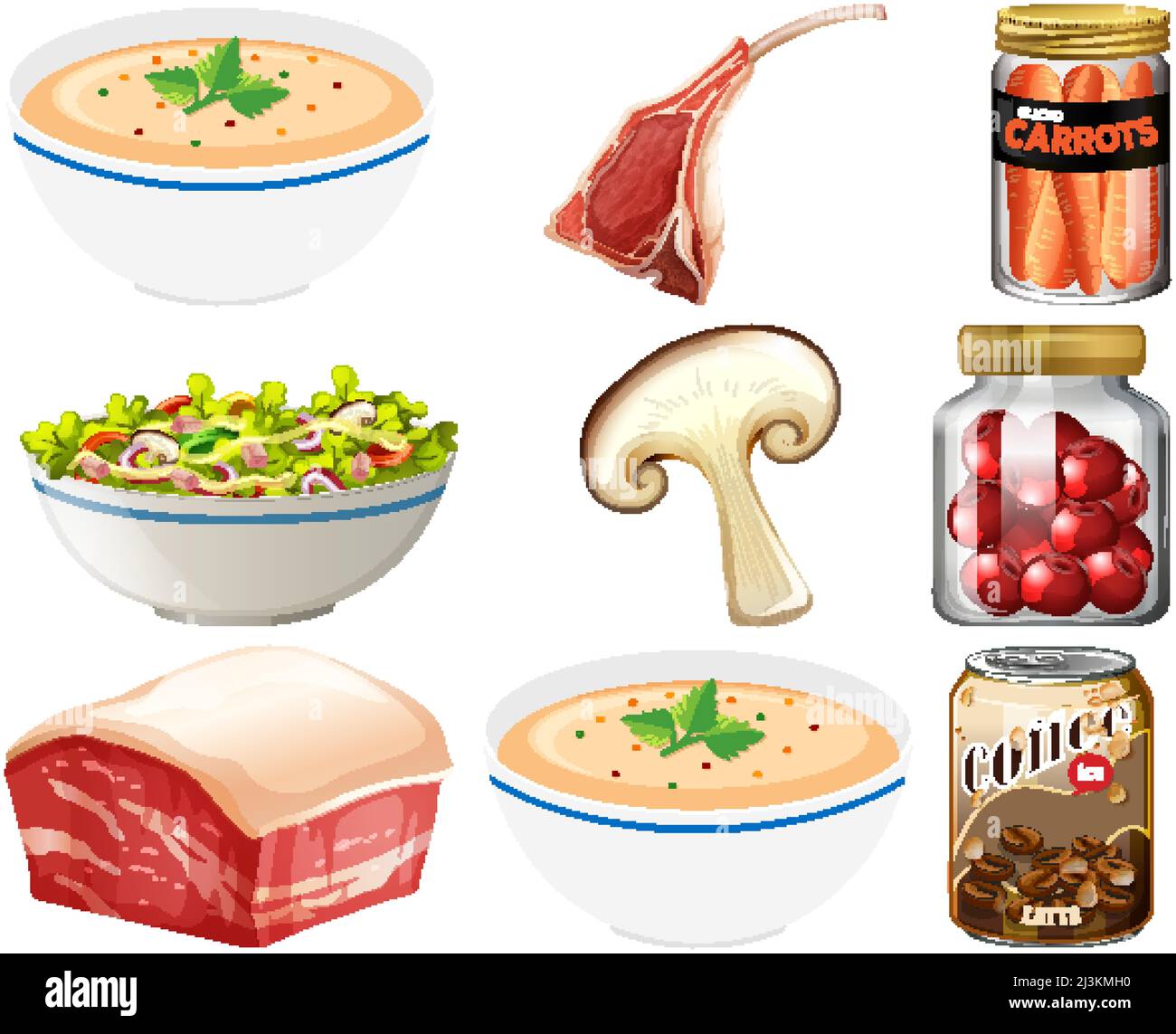 Different foods cartoon collection illustration Stock Vector Image ...