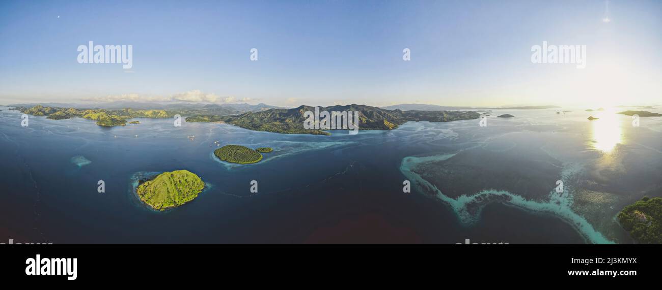 Aerial view of the Komodo Islands, Komodo National Park, home of the ...