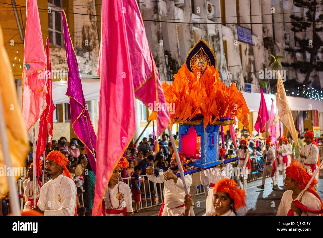Panaji, Goa, India, March 26th 2022: A medley of colours, folk dancers ...