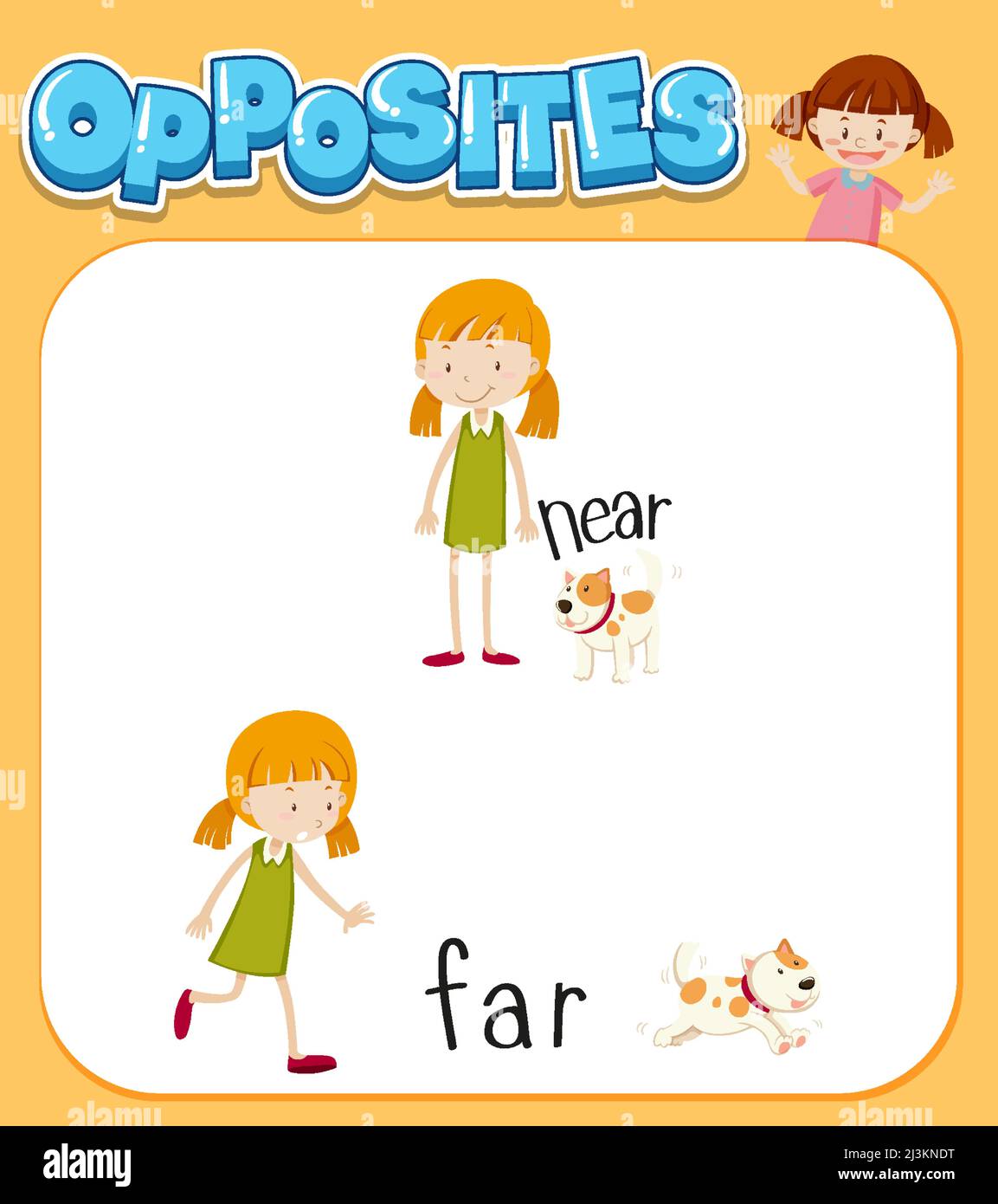 Opposite words for far and near illustration Stock Vector Image & Art ...