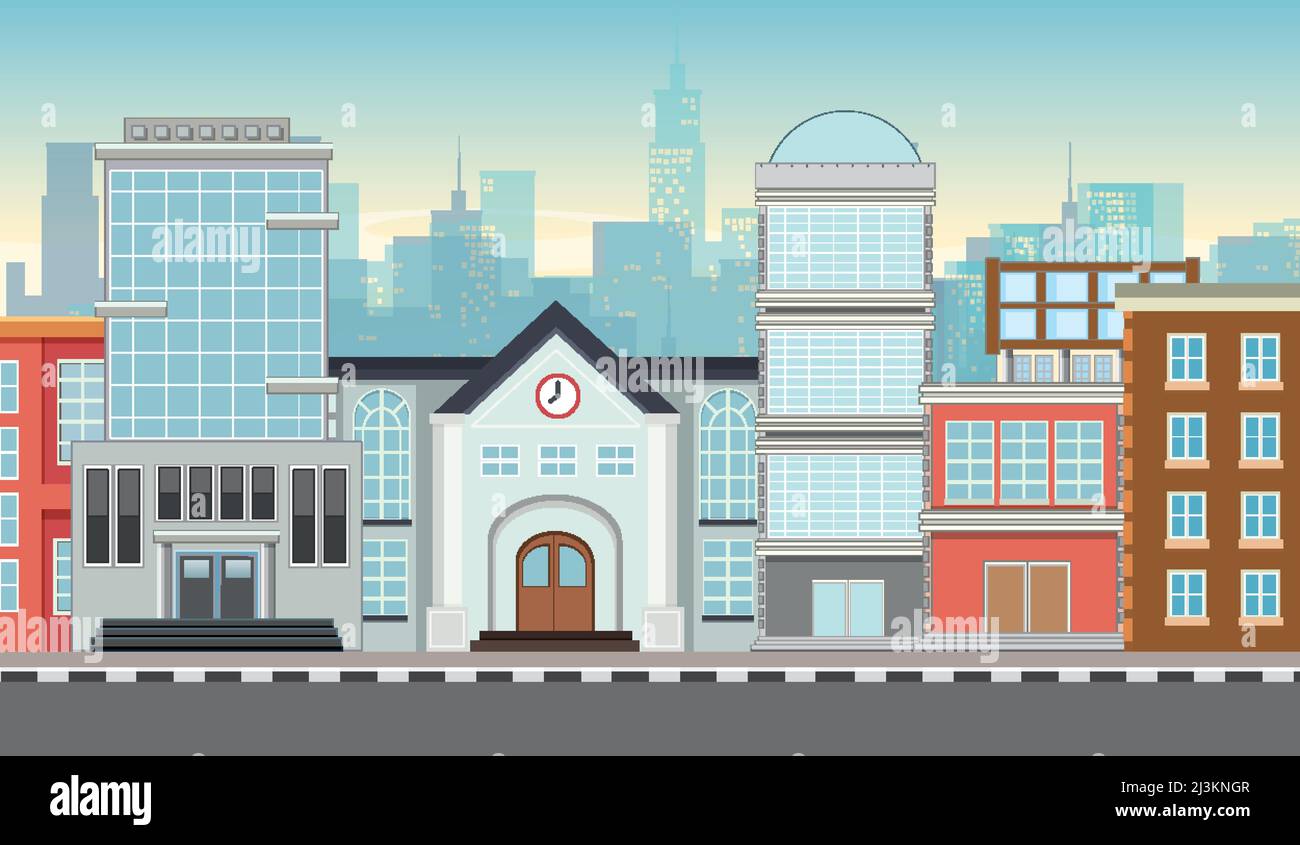 City building view at daytime illustration Stock Vector Image & Art - Alamy