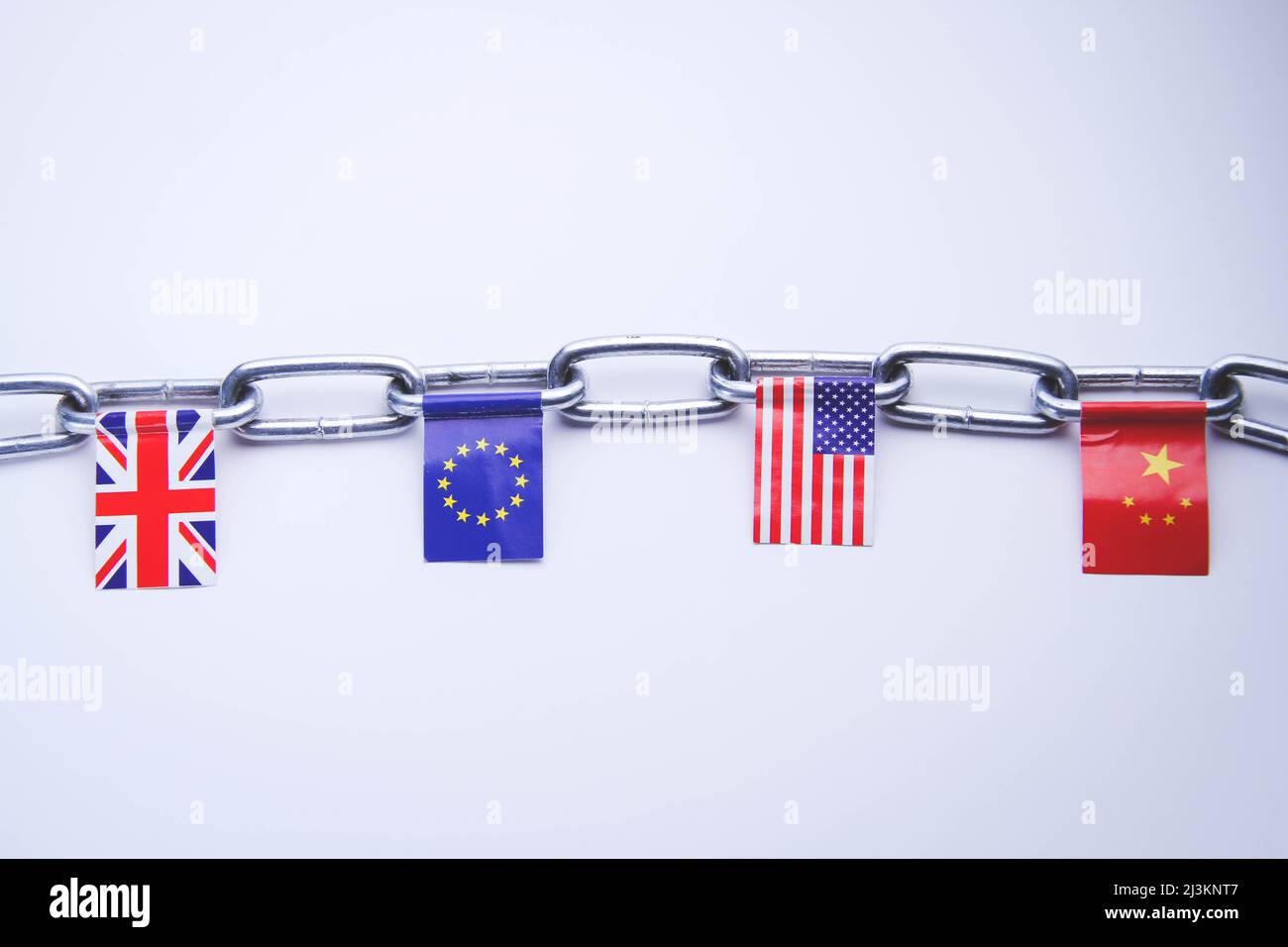 Country flags on a chain. Sanctioned countries. Closed countries ...