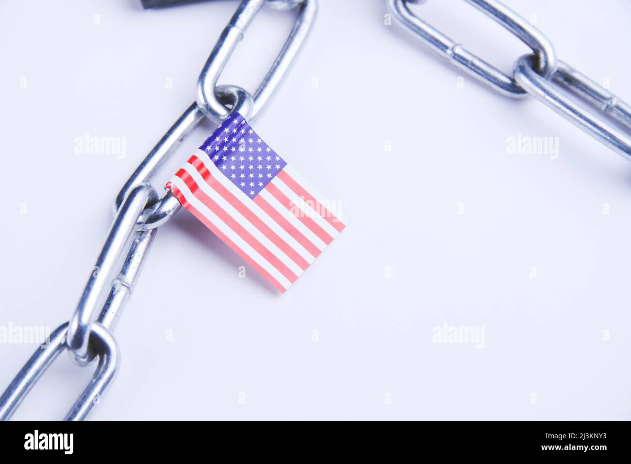 American flag. Import and export ban. Closed borders. Arrest of ...