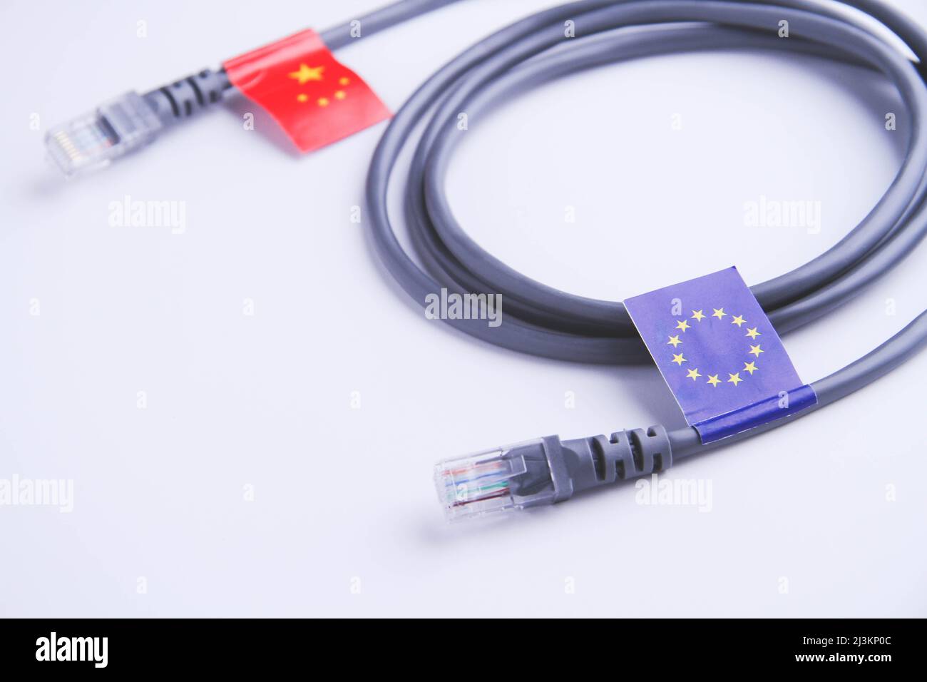 Internet between the European Union and China. Internet cable with the ...