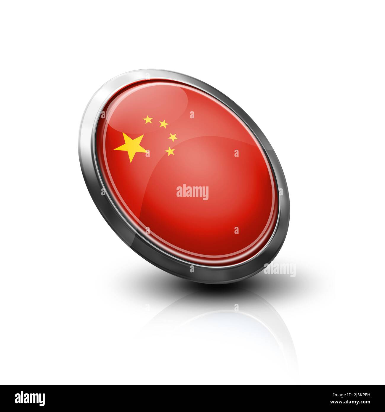 China flag glass button style with metal frame Stock Photo - Alamy
