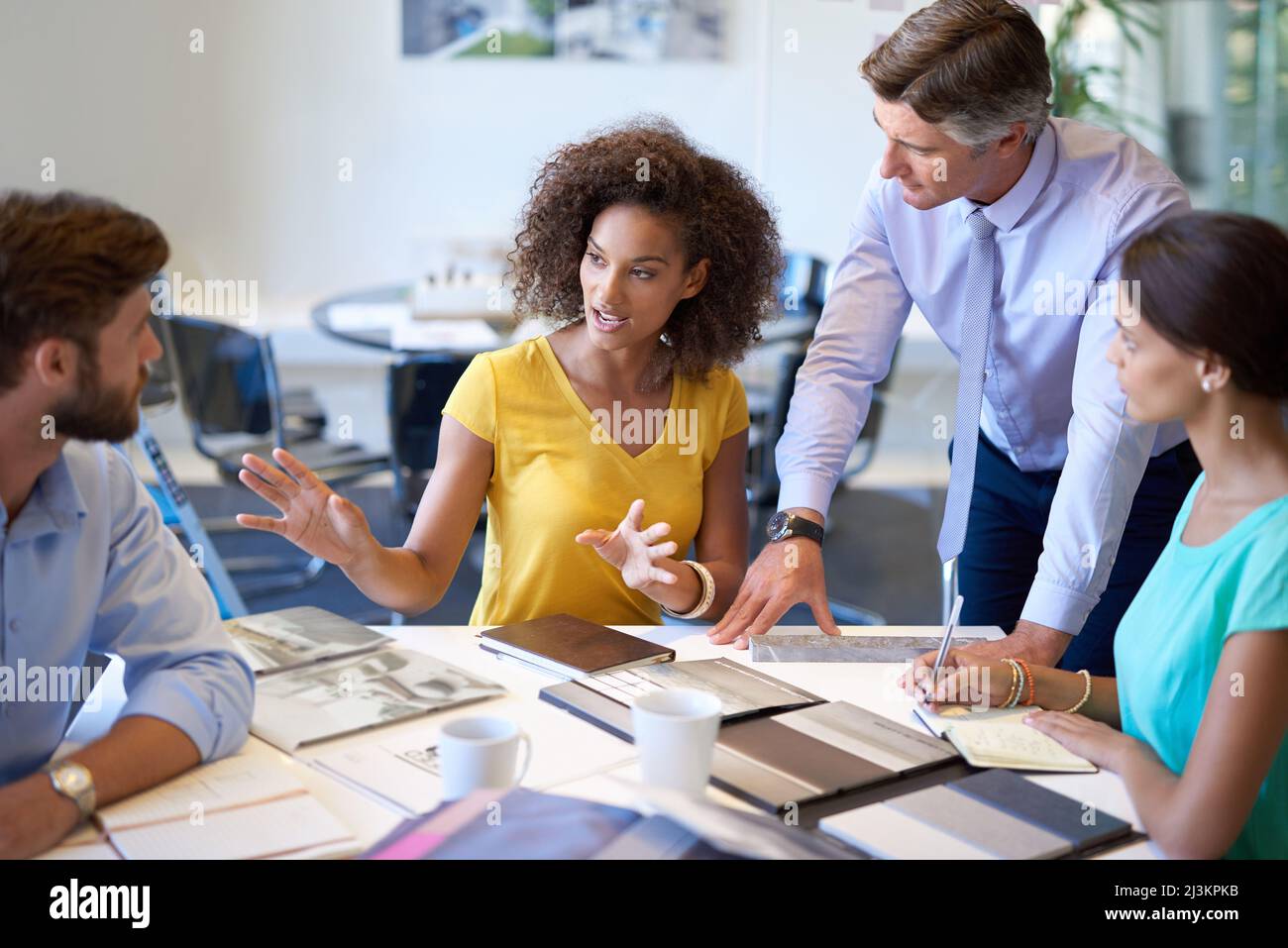 Getting her point across. Cropped shot of a business meeting in ...