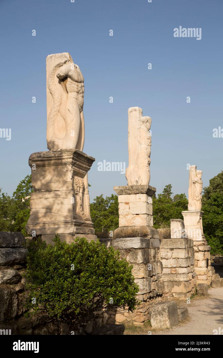Statues, Odeon of Agrippa, Ancient Agora of Athens; Athens, Greece ...