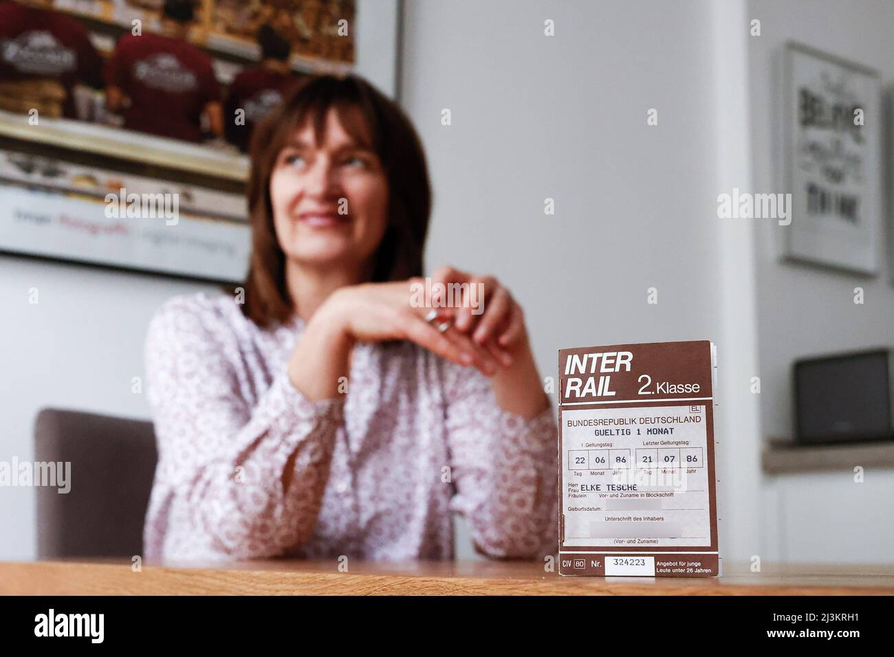 Berlin, Germany. 30th Mar, 2022. Elke Tesche, travel blogger, shows her ...