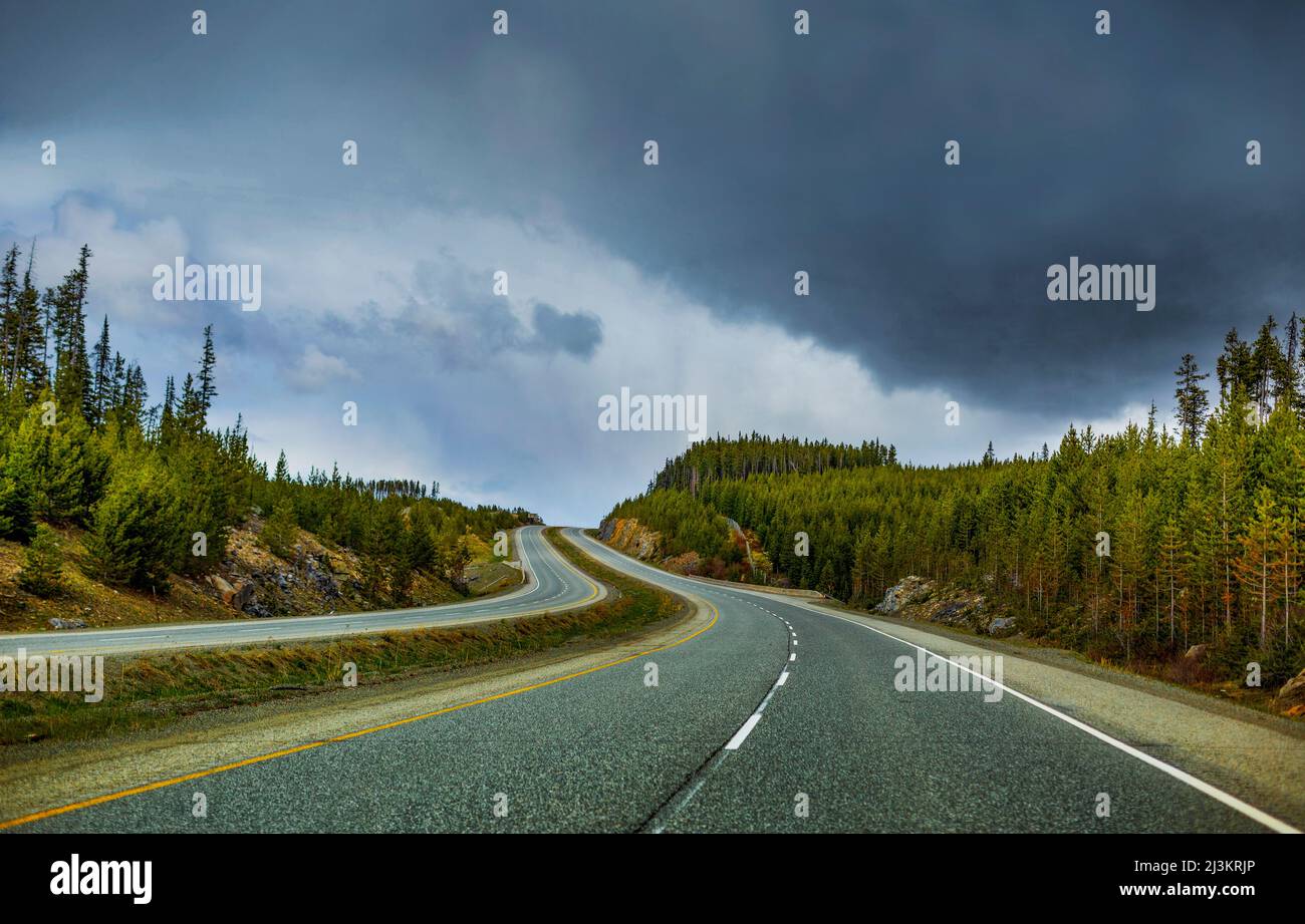 Storm clouds forming over Highway 97C between Merritt and Kelowna, BC ...