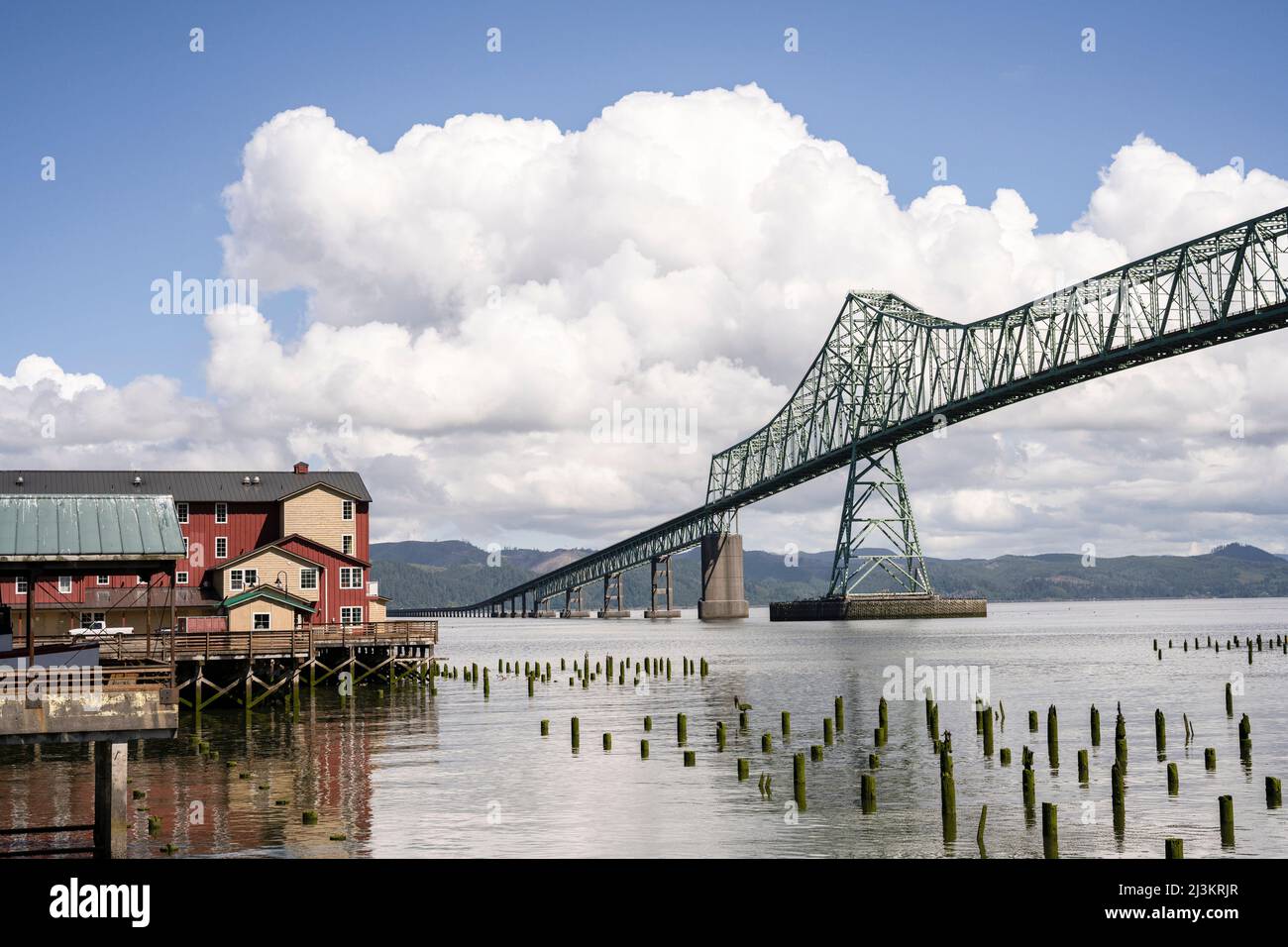 Astoria-Megler Bridge is prominent on the lower Columbia river in ...