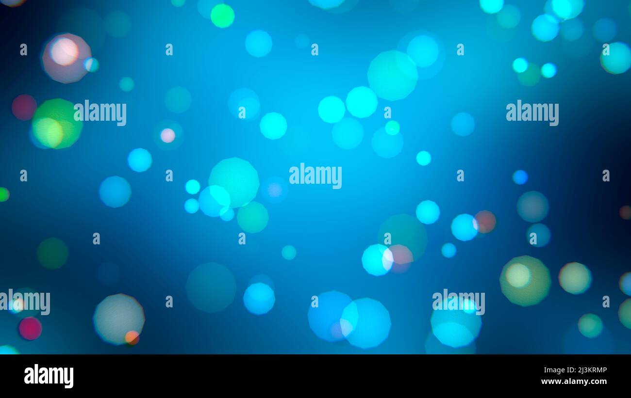 An abstract glowing blue background with multi-colored bokeh Stock ...