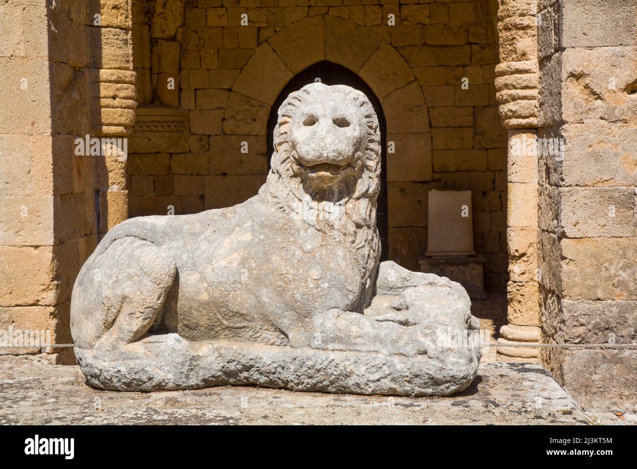 Grave statue of lion, Archaeological Museum, Old Town Rhodes in Greece ...