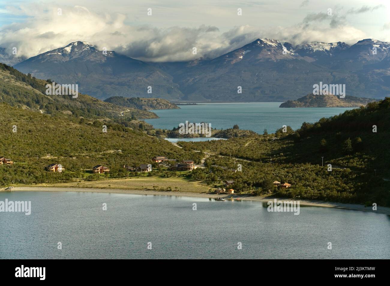 A view of Hacienda Tres Lagos hotel across Lago Negro, with Lago ...