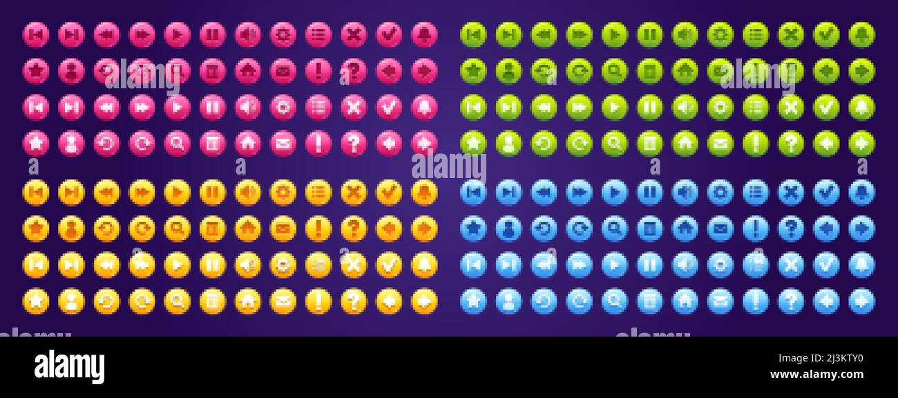 Set of buttons for game or app interface, menu ui design elements. User ...