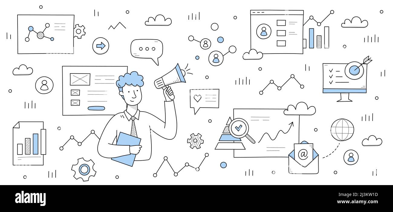 Online advertising concept doodle design hi-res stock photography and ...