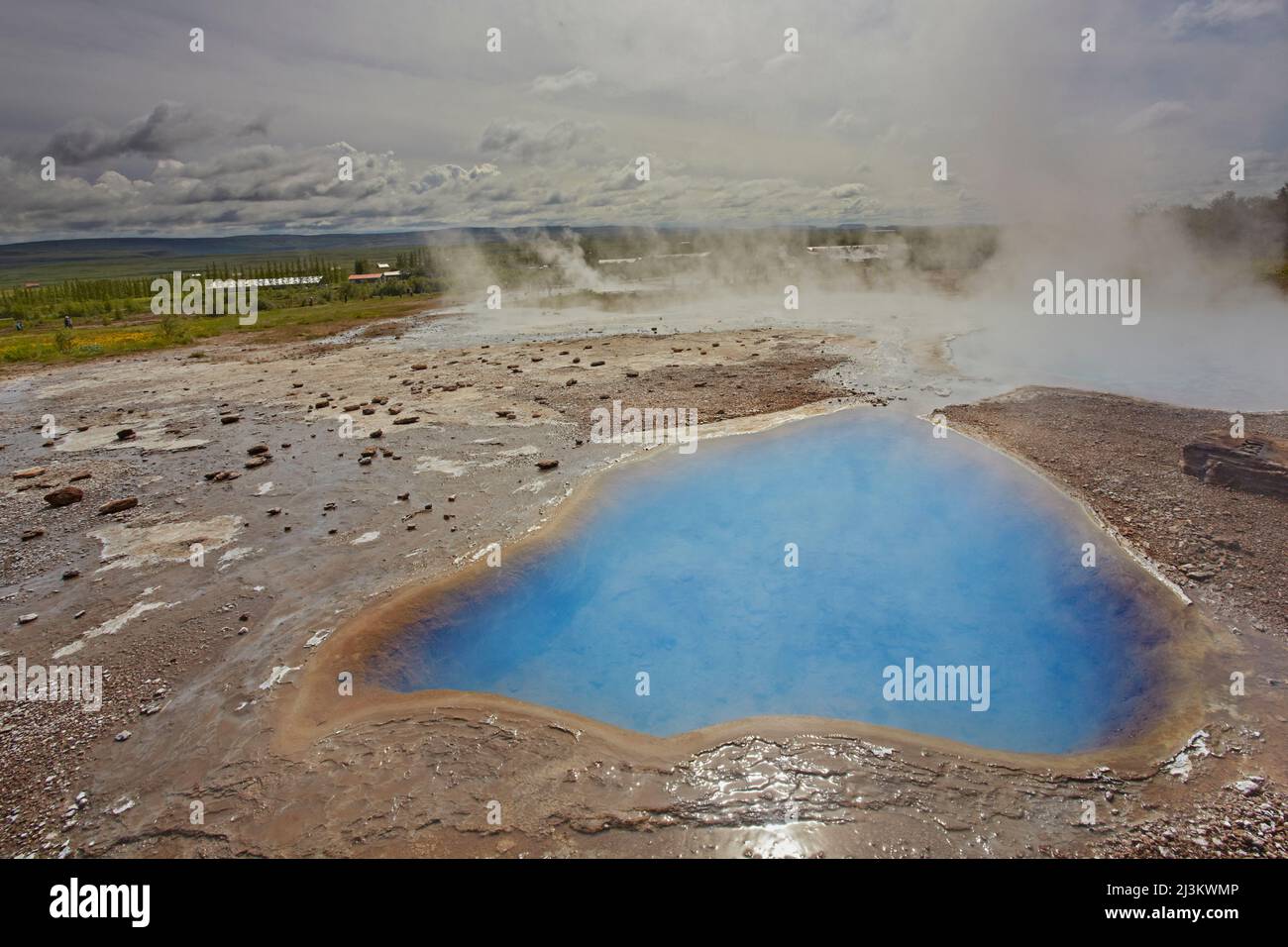 A hotspring pool with dissolved minerals, Geysir, southwest Iceland ...