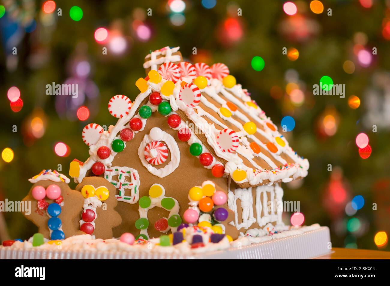 Gingerbread House and Christmas Tree; Portland, Oregon, United States ...