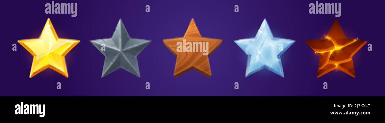 Stars game score elements, Ui, ux or gui rate assets gold, metal ...