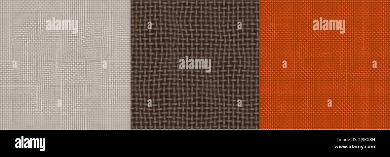 Jute fabric textures. Seamless patterns of burlap, woven cloth, rough ...