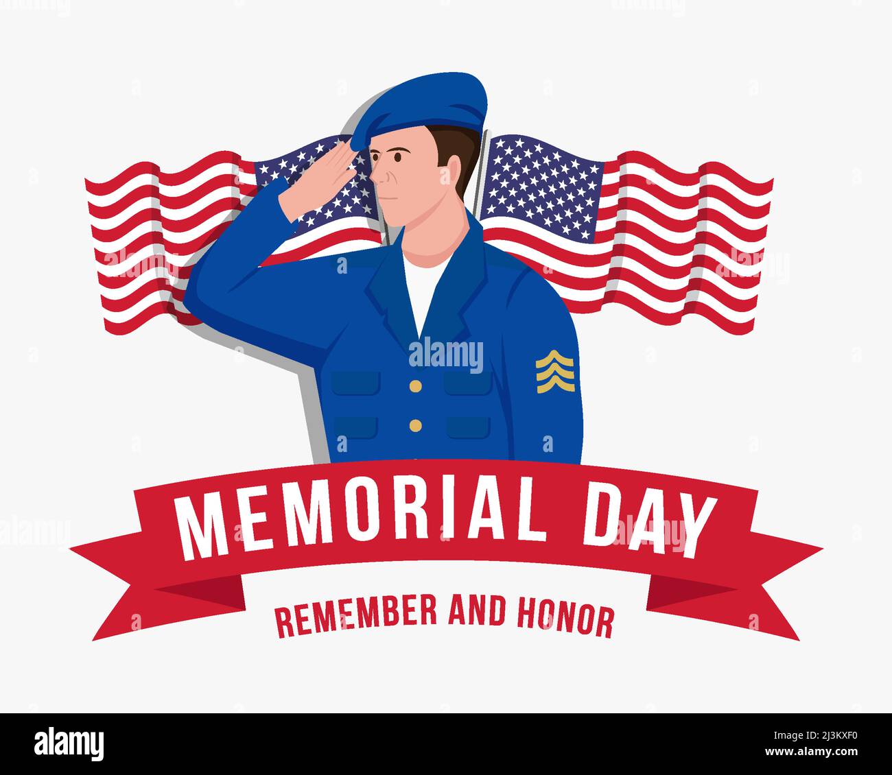memorial day illustration with soldiers saluting and american flags ...