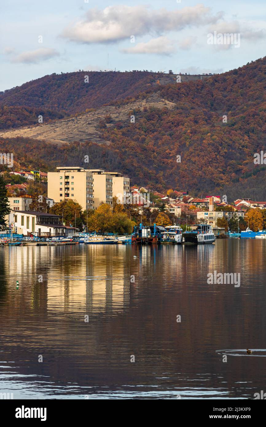 View of Danube river and Orsova city, waterfront view. Orsova, Romania ...