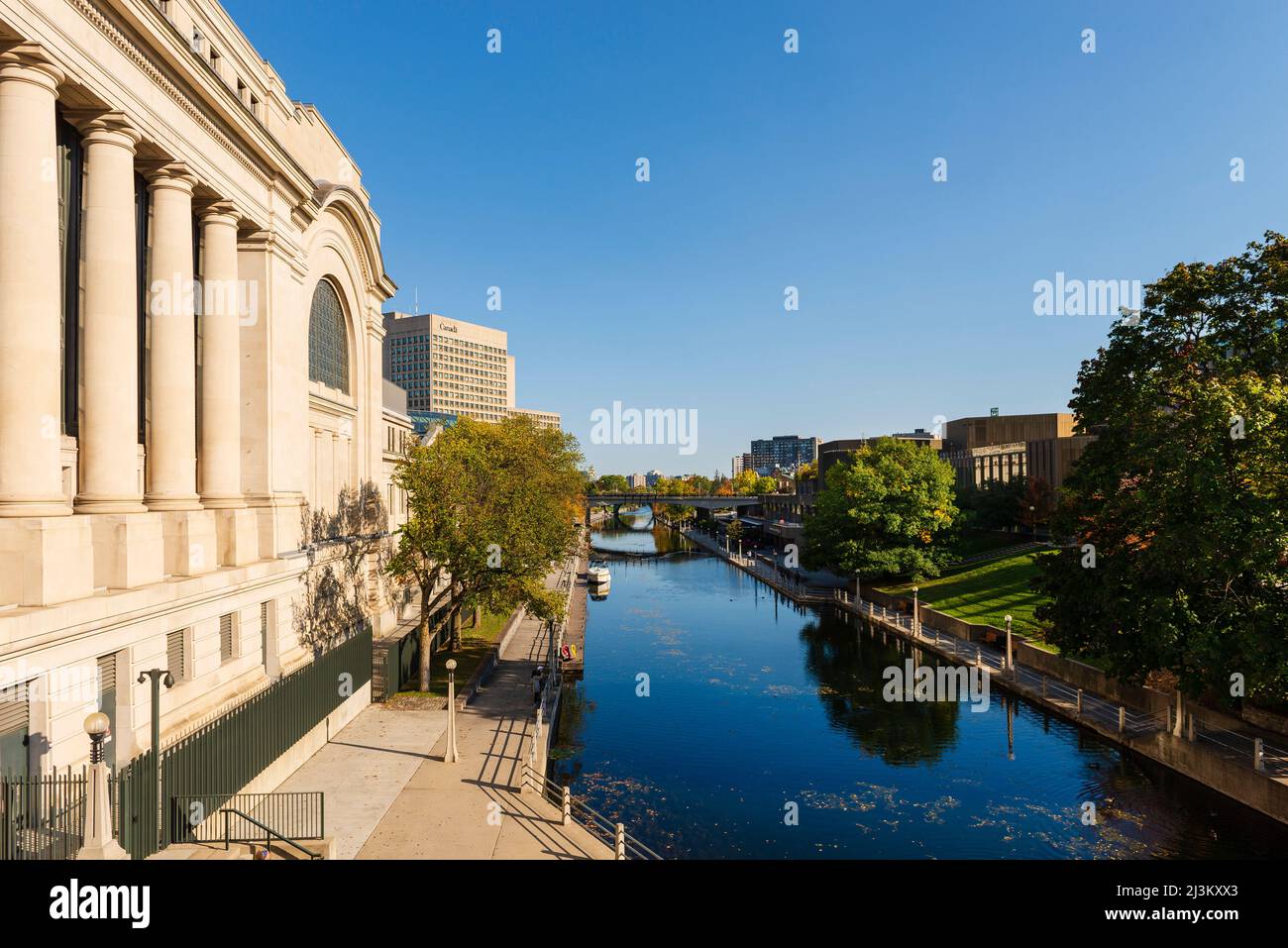Buildings and park areas along the Rideau Canal; Ottawa, Ontario ...