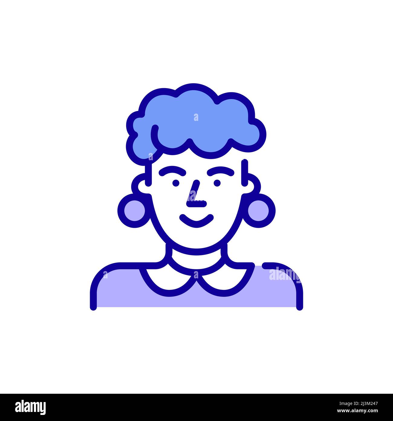 Stylish old lady in retro clothes. Pixel perfect, editable stroke color ...