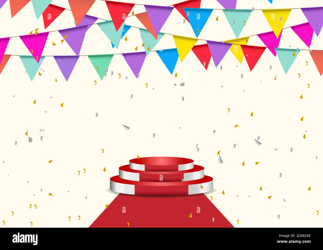 red round podium for show or present or congratulations with flag ...