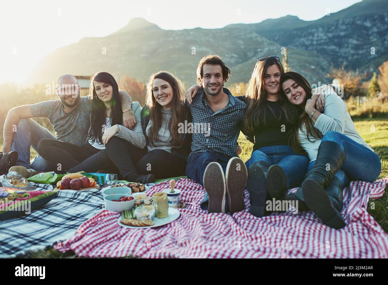 Glorious times with good friends. Portrait of a group of friends having ...