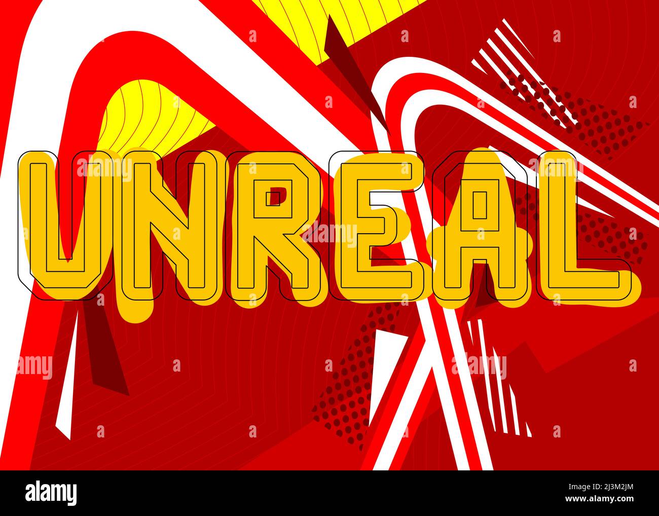 Unreal, pixaletd word with geometric graphic background. Vector cartoon ...