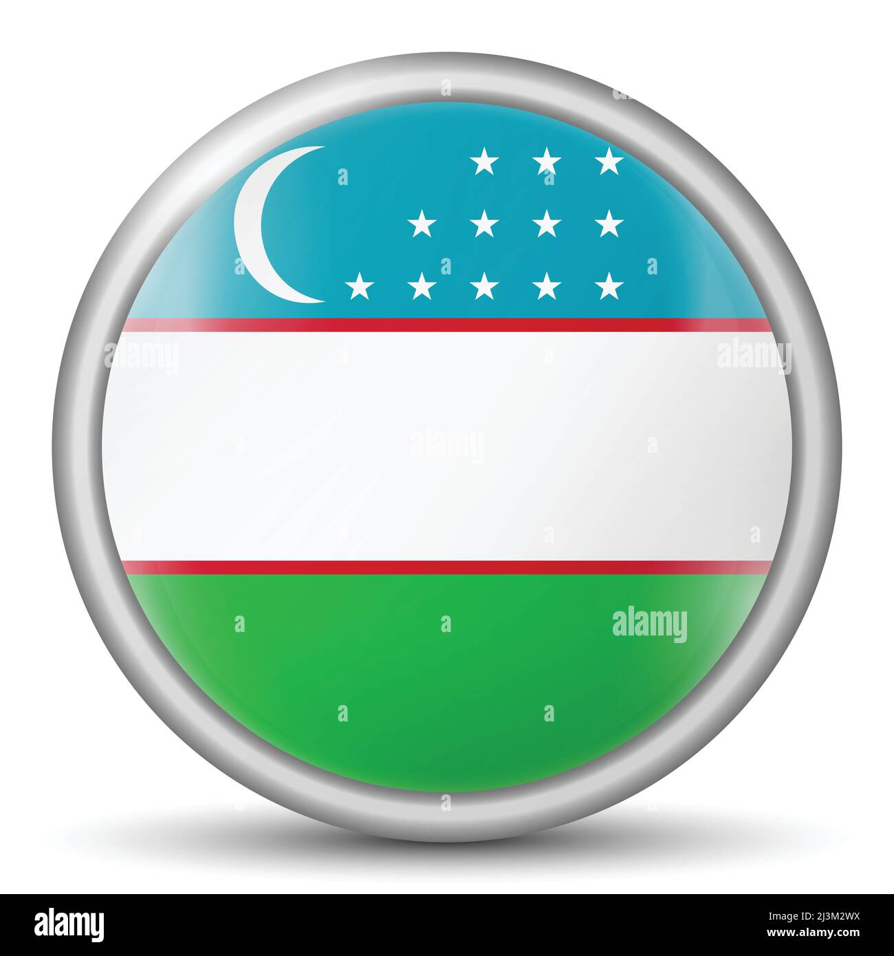 Round icon with flag of Uzbekistan. Glass light ball, sticker, sphere ...