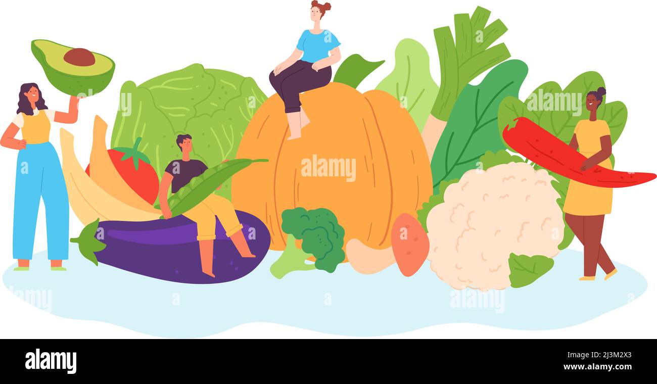 2203 S ST Tiny people with vegetable and fruit Stock Vector Image & Art ...