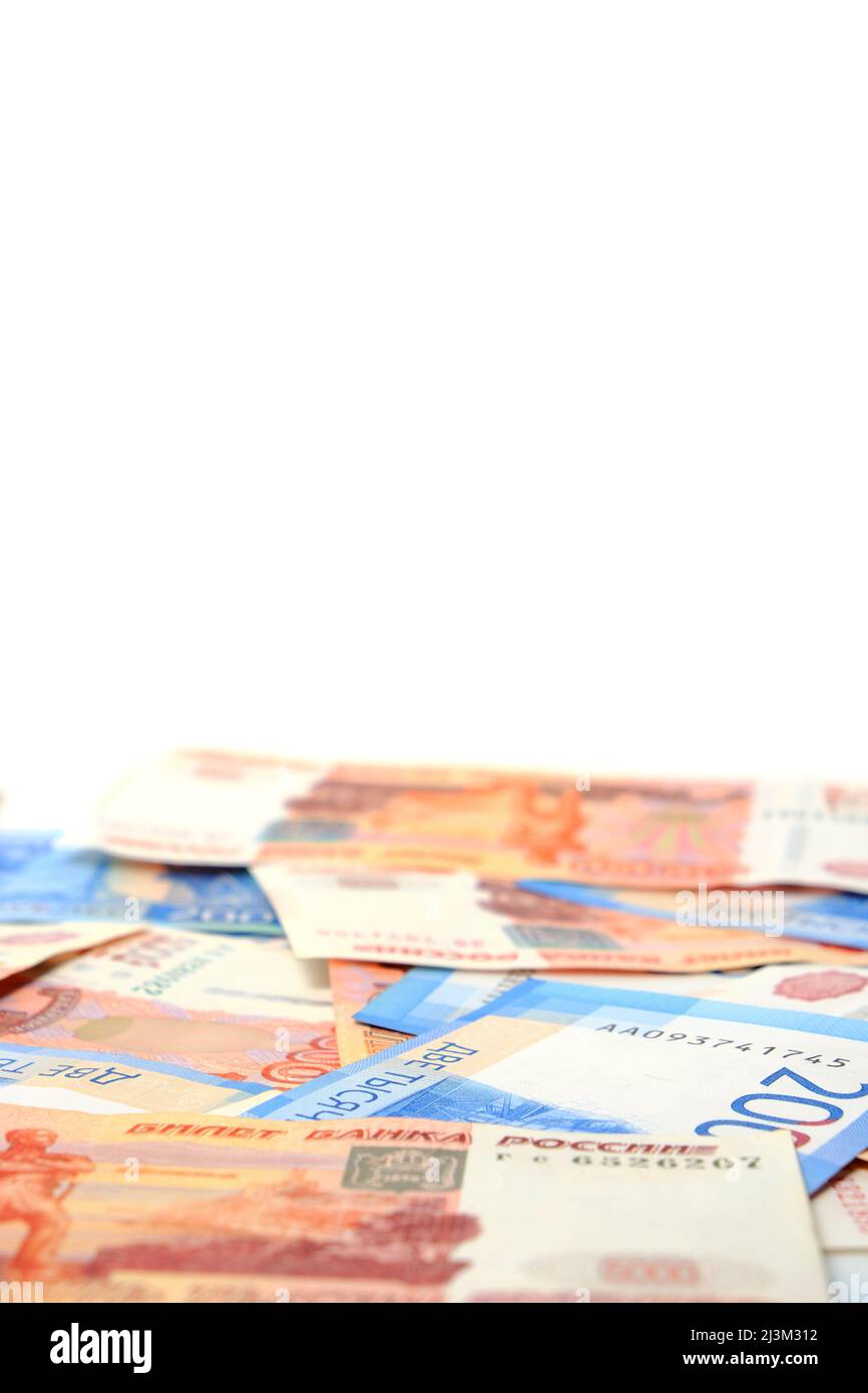 Banknotes Russian ruble in denominations two and five thousand rubles ...