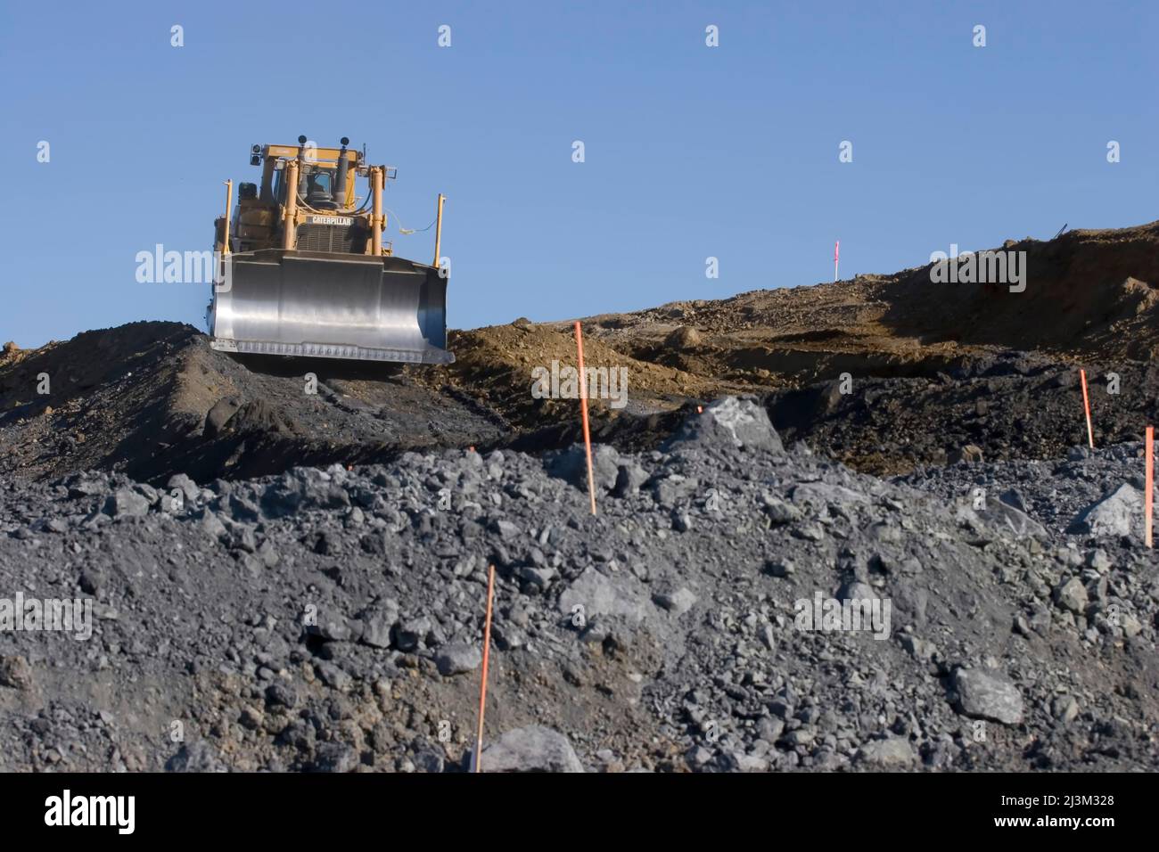 A bulldozer grading a new road.; Petaluma, California Stock Photo - Alamy