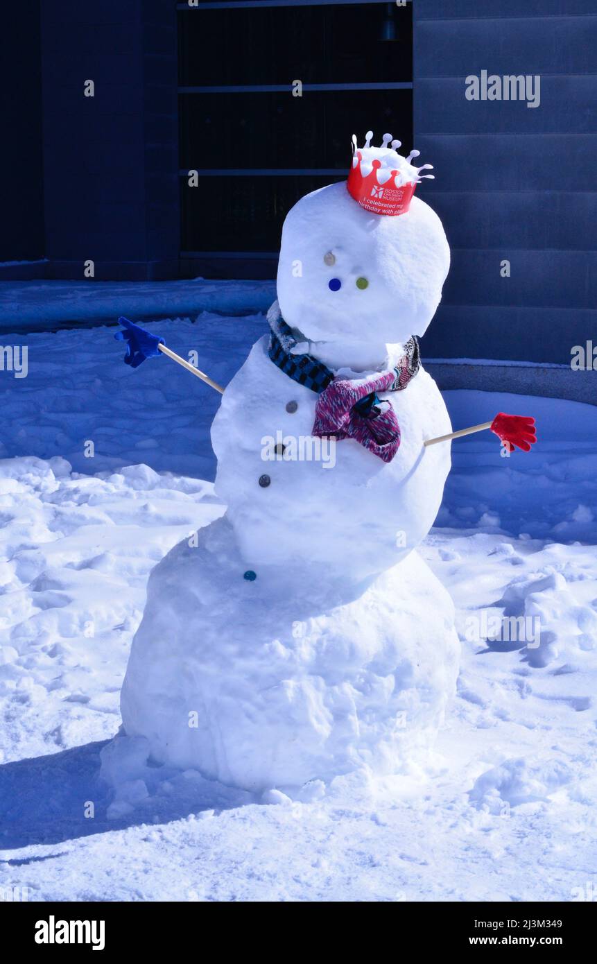 Snowman in Boston, near the waterfront Children's Museum Stock Photo ...