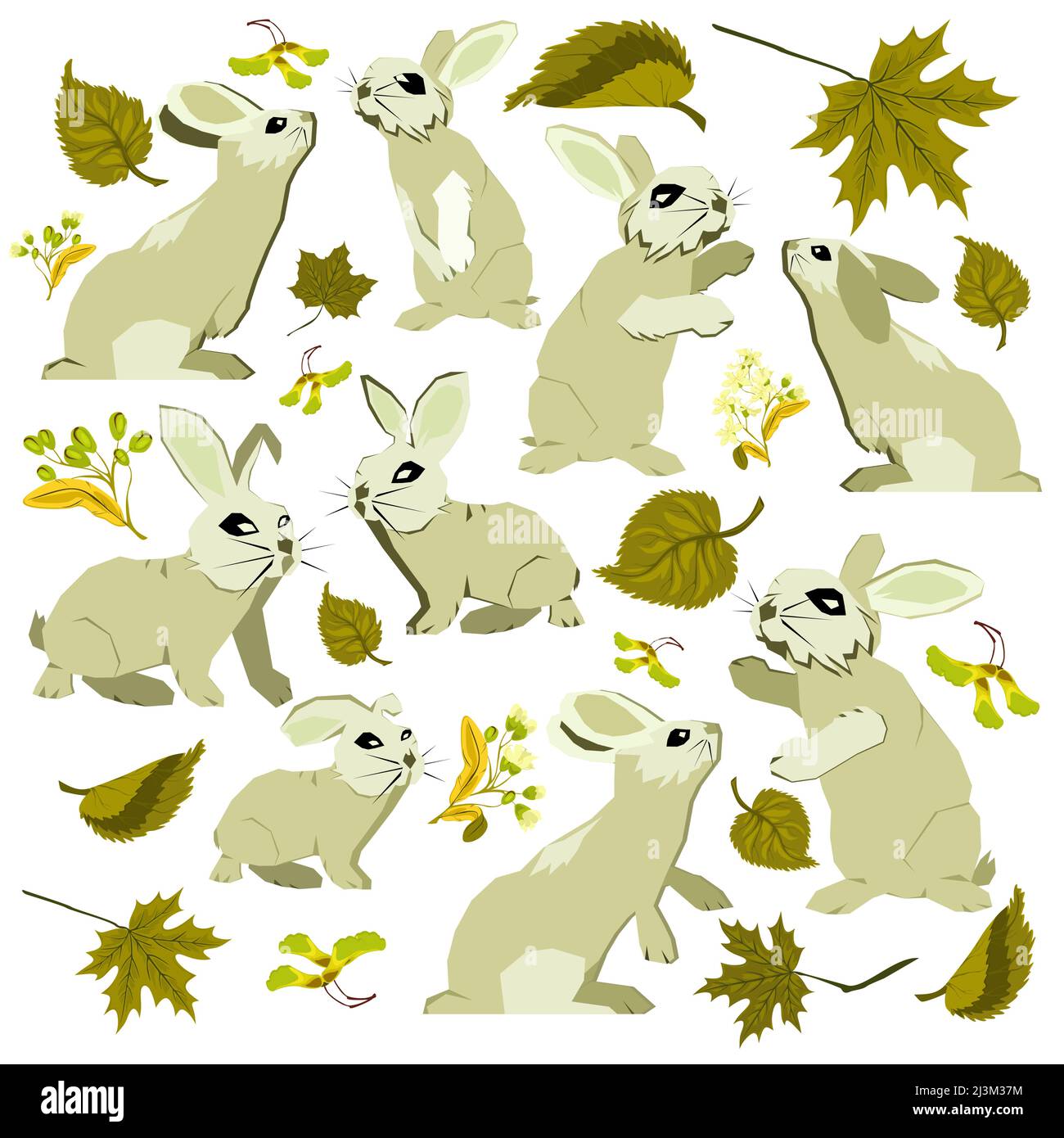 Rabbits collection. Vector clipart illustration of cute cartoon brown ...