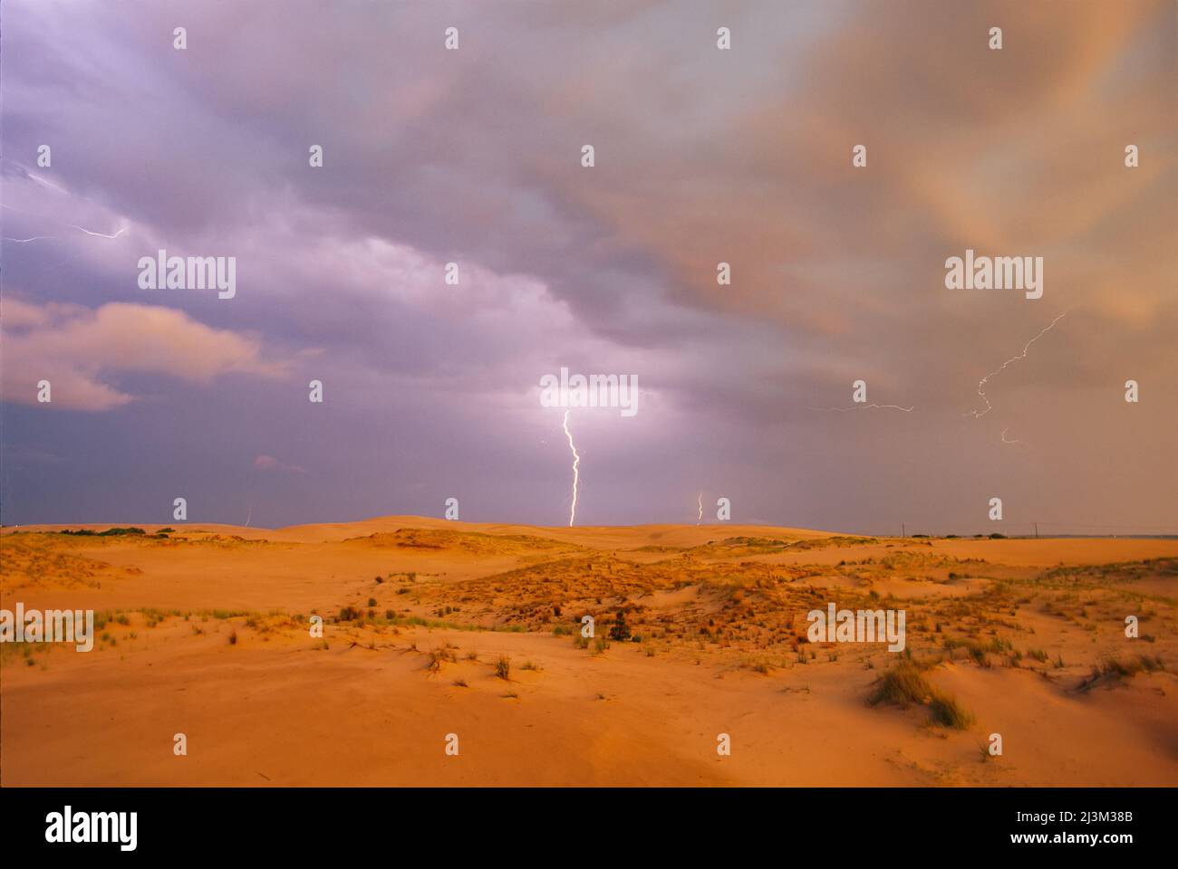 Lightning over sand dune, Jockey's Ridge State Park, North Carolina ...