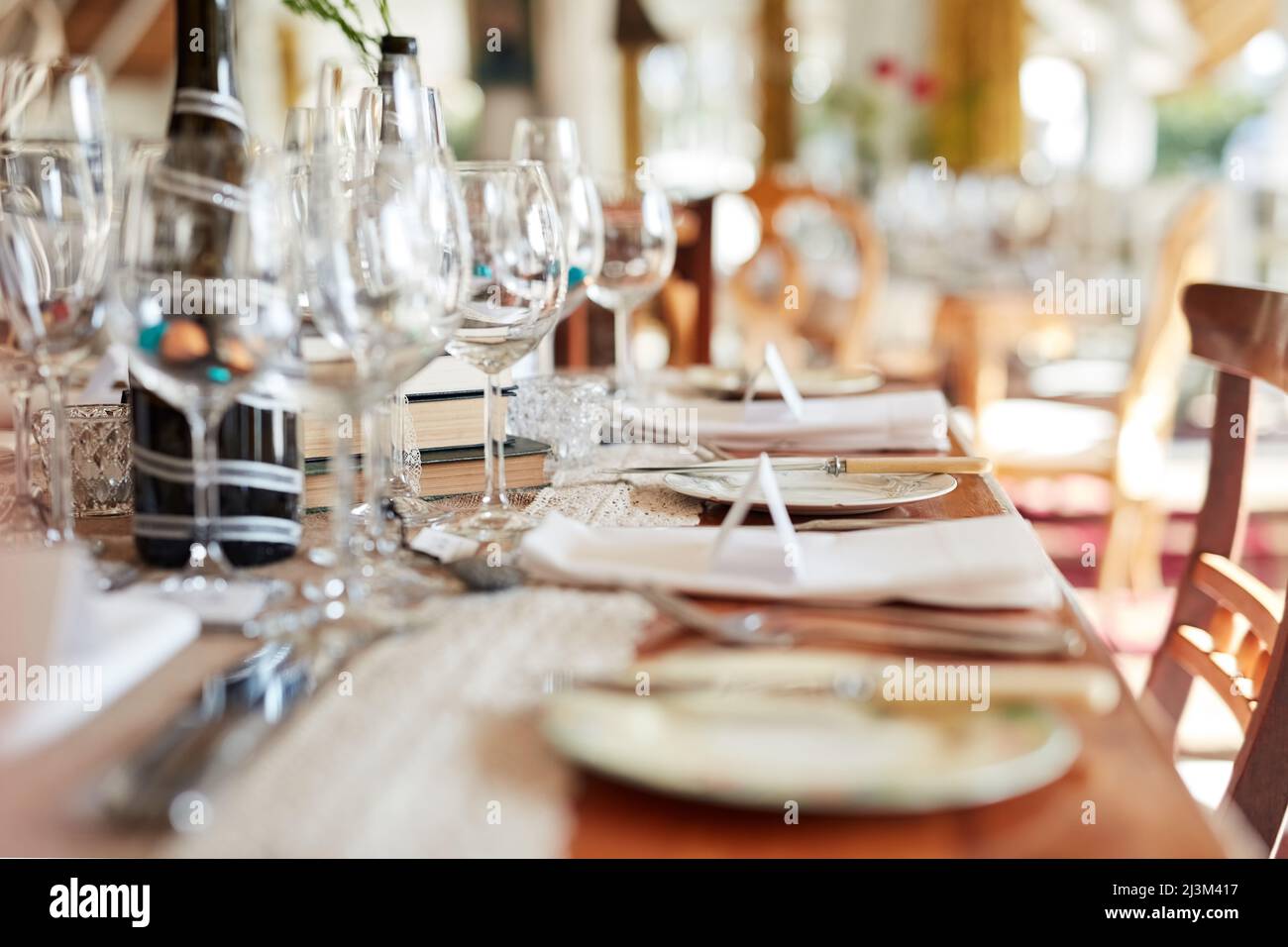 Take a seat and enjoy the celebrations. Shot of a decorated table at a ...